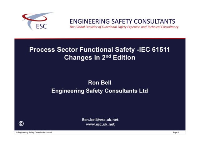 IEC 61511 Changes in 2nd Edition - Presentation by Ron Bell - ESC
